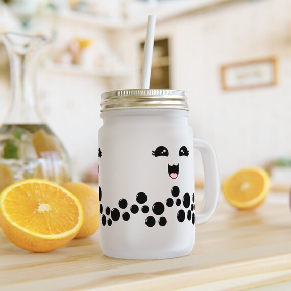 Boba Tea Mason Jar Cup Bubble Tea Cup Cute Boba Drink Cup - Etsy