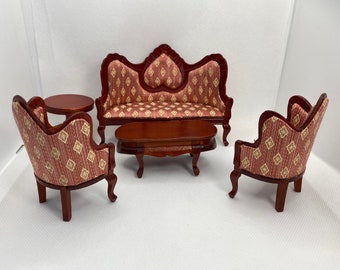 Miniature Dollhouse 1:12 Scale Furniture Living Room Sofa and Chair Tea ...