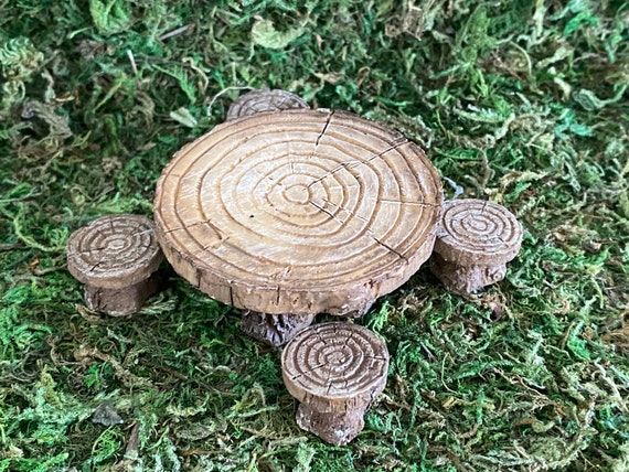 Miniature Log Table & Stools Fairy Garden Fairy House - Etsy