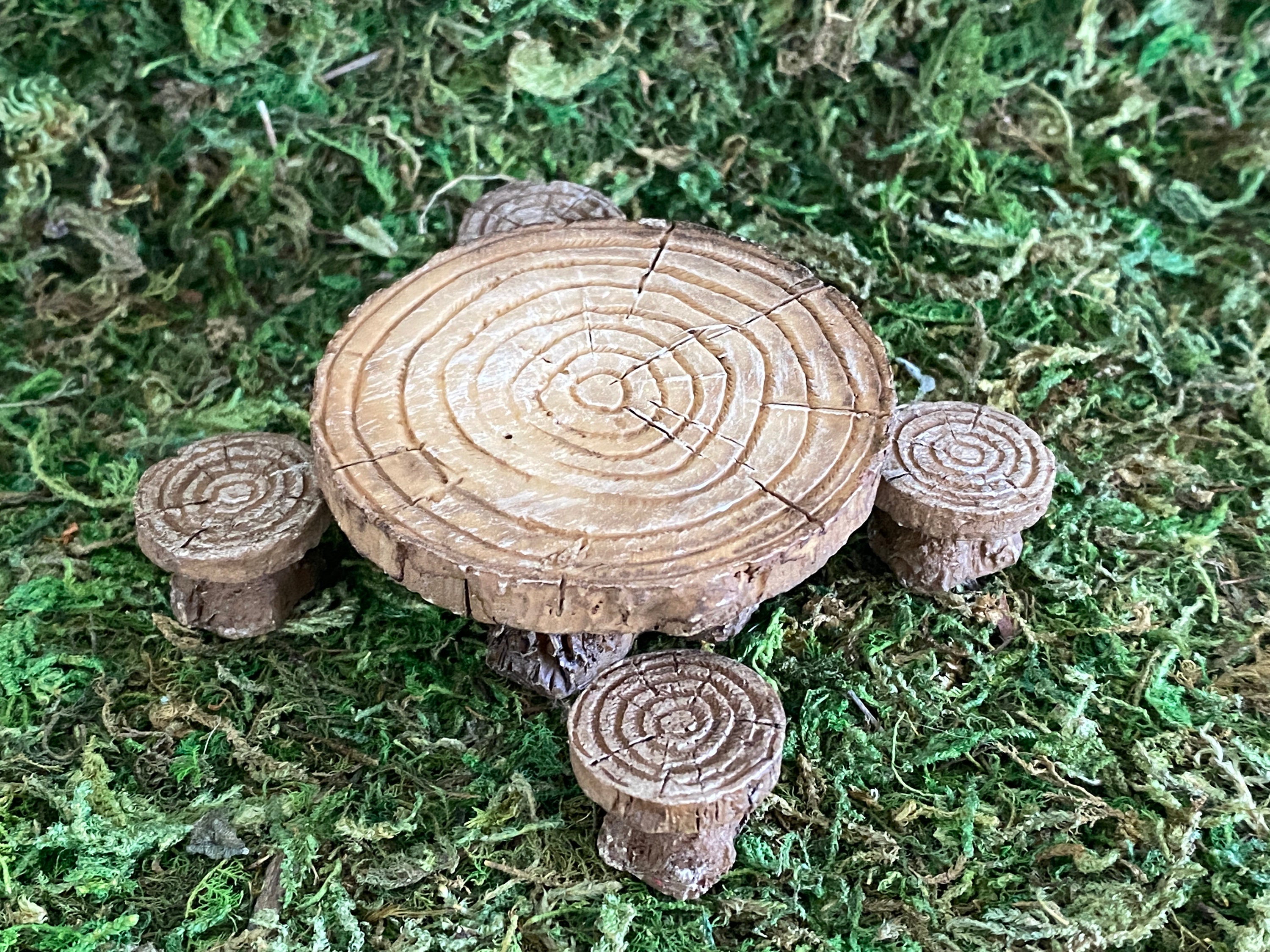 Miniature Log Table & Stools Fairy Garden Fairy House | Etsy