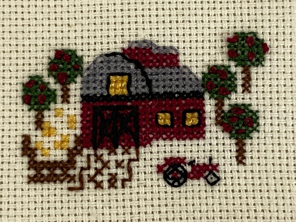 Dollhouse Miniature Petit Point Kit ~ Picture ~ Farm Scene ~ Barn ...