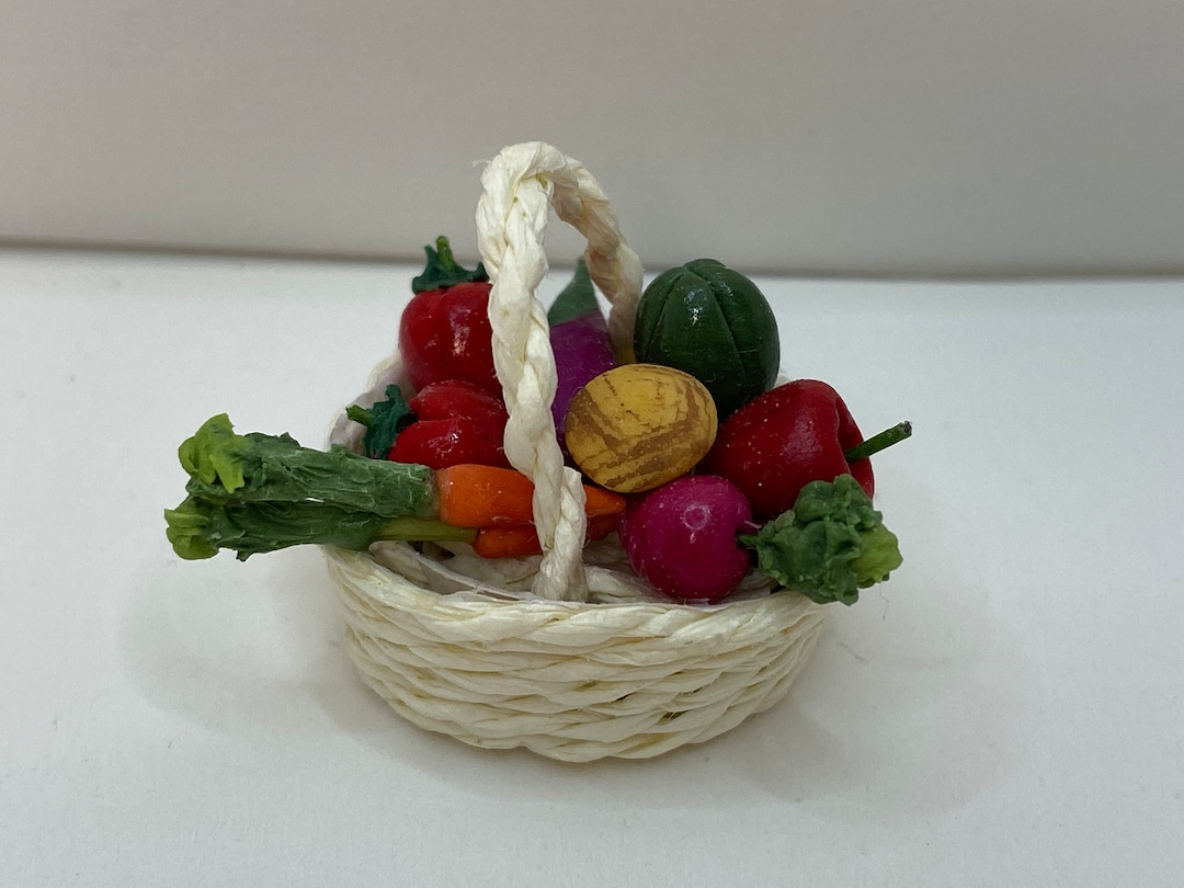 Miniature Vegetable Garden Basket Carrots Tomatoes Peppers Mushrooms 1: ...