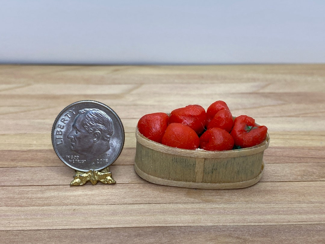 Dollhouse Miniature Peppers Basket of Red Peppers Vegetables Farm Stand ...