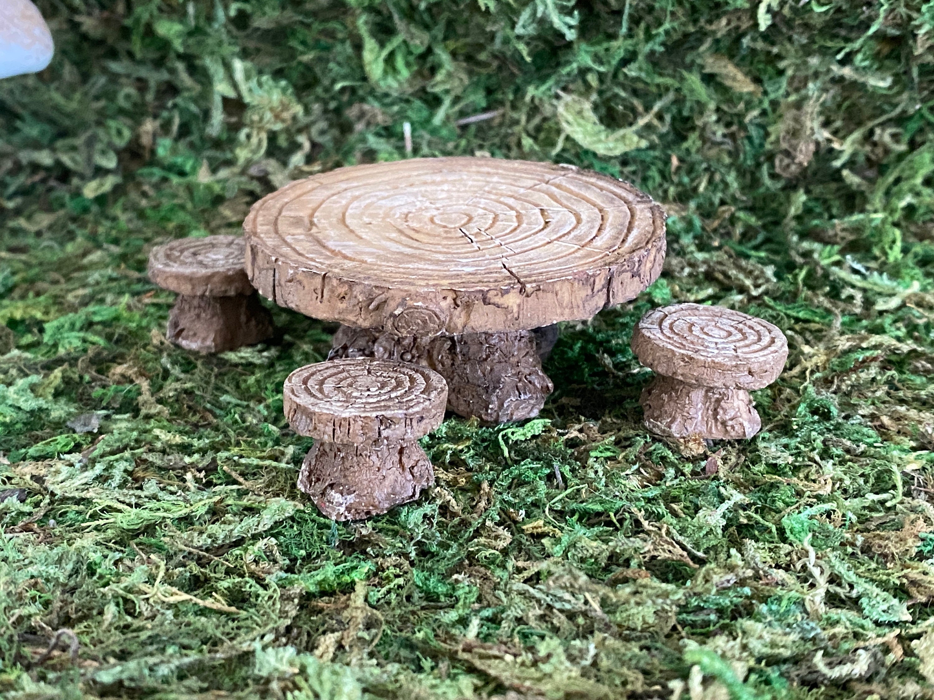 Miniature Log Table & Stools Fairy Garden Fairy House | Etsy
