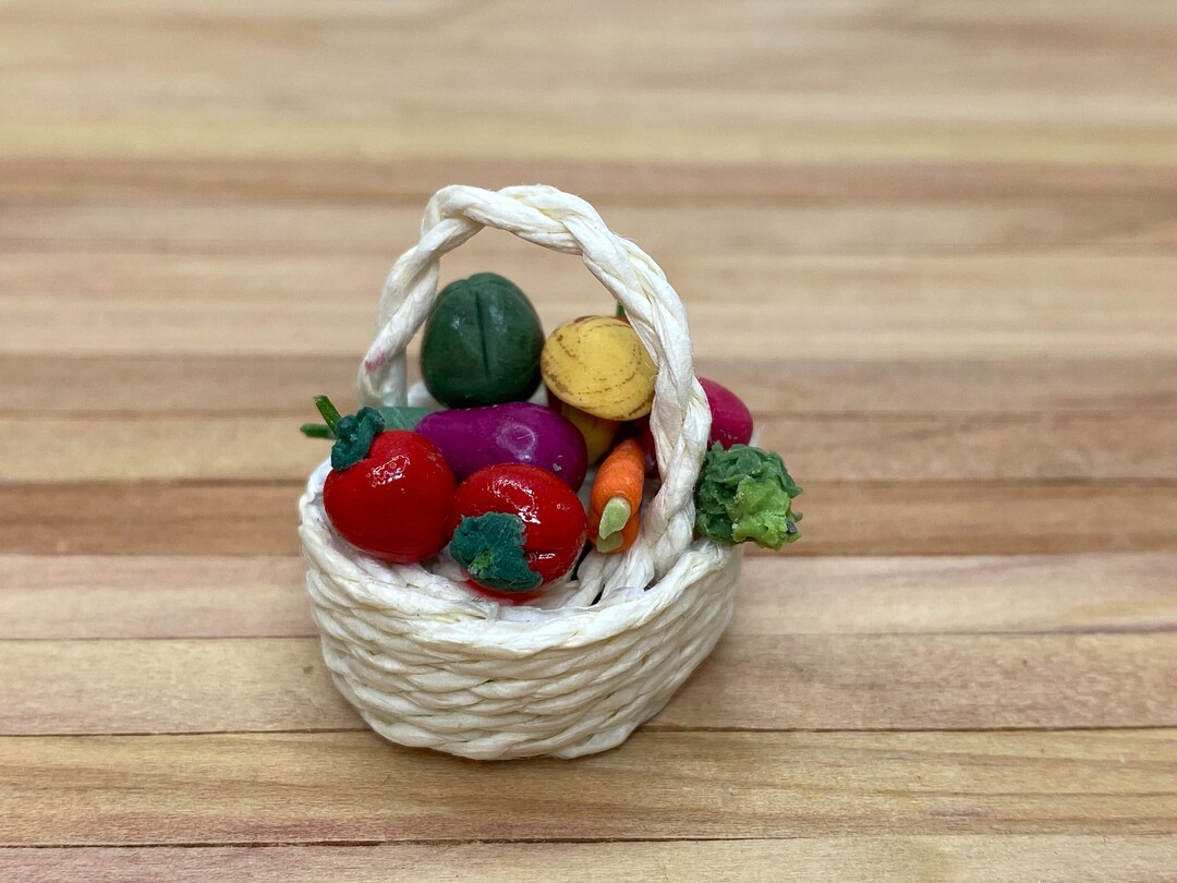 Miniature Vegetable Garden Basket ~ Carrots ~ Tomatoes ~ Peppers ...