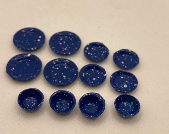 Dollhouse Miniature Red Enamelware Spatterware Coffee Set 5 Pcs 1:12 ...