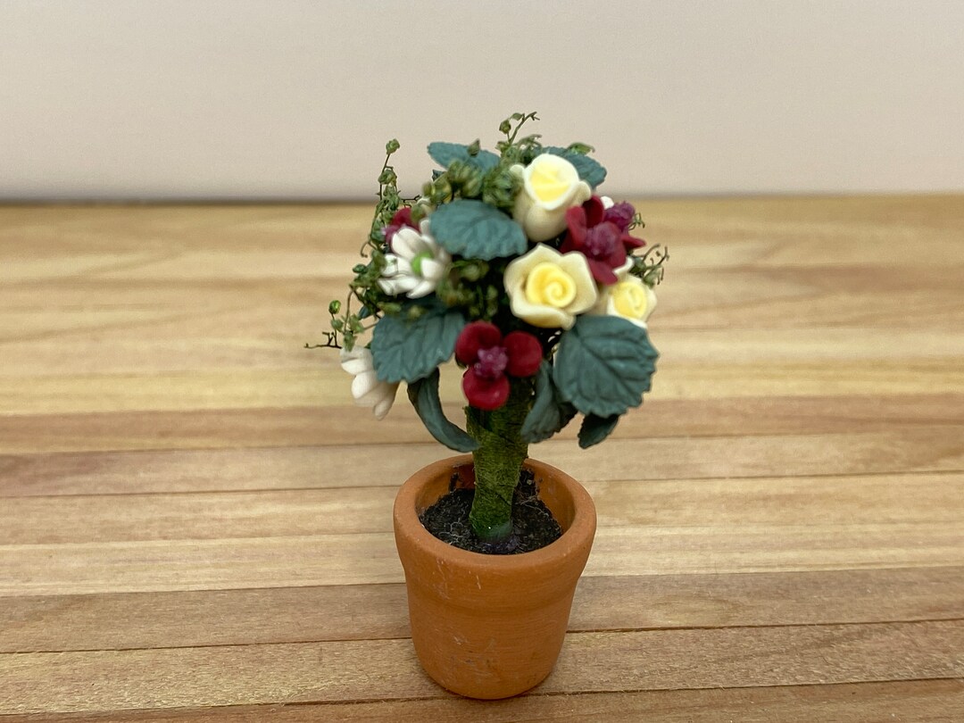 Dollhouse Miniature Topiary Roses Garden 1:12 Scale Front Entry Flower ...