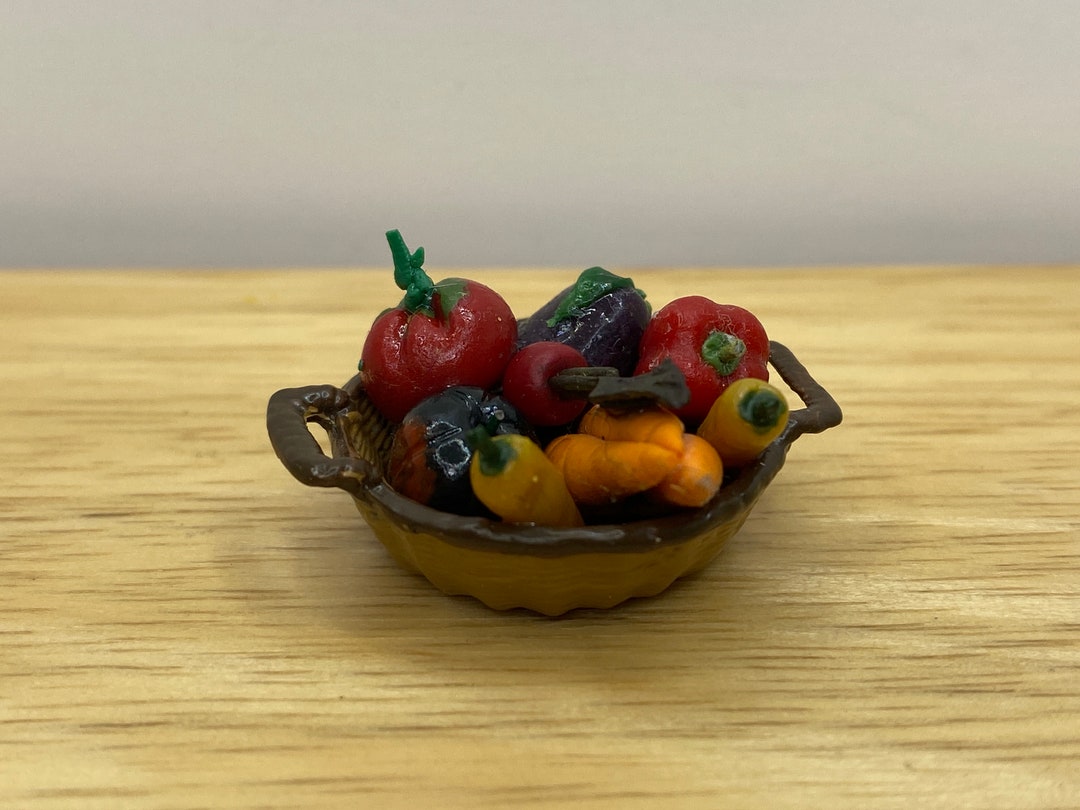 Miniature Vegetable Garden Basket Carrots Tomatoes Peppers Squash ...