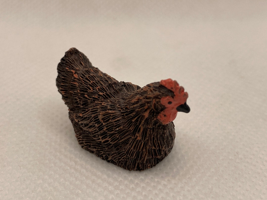Dollhouse Miniature Sitting Hen Chicken Pet Farm Animal Rooster Barn ...