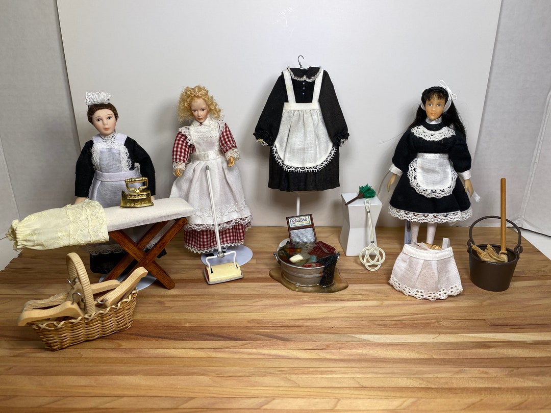 Dollhouse Miniature Maids & Accessories ~ French Maid ~ Iron ~ Ironing ...