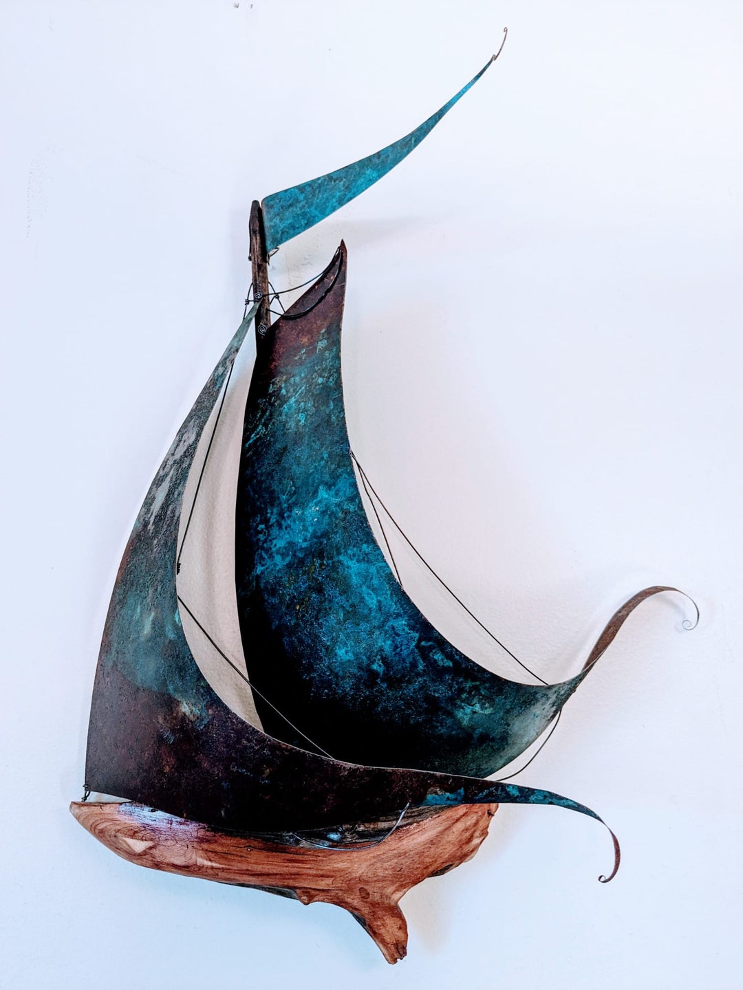 Little Wave 22x13x3 In. Unique Handmade Sailboat Driftwood and Metal ...