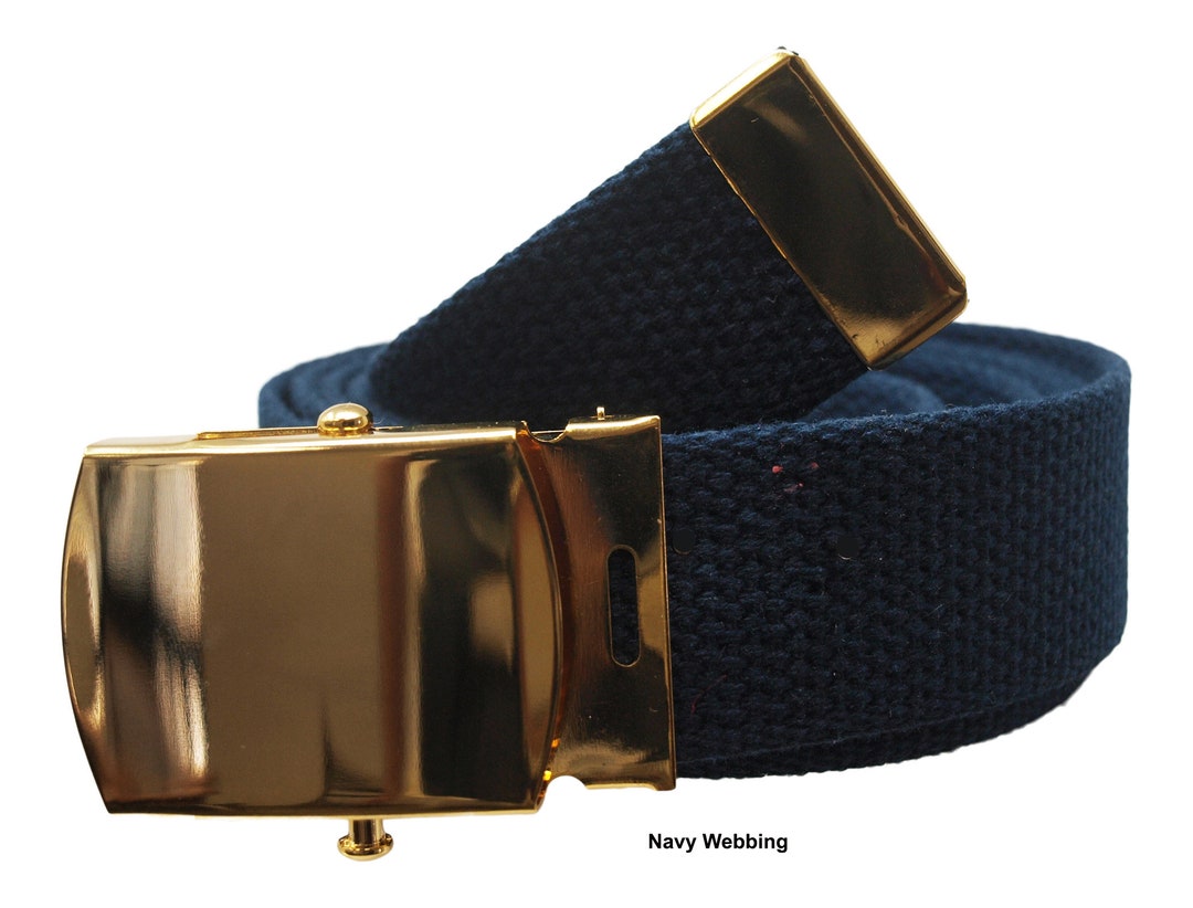 Military Style Web Belt, 1-1/4" Wide 54" Long, With Brass Buckle ...
