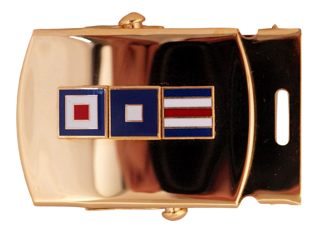 Personalized Military Style, Brass Buckle, Choose 3 Code Flag Initials ...