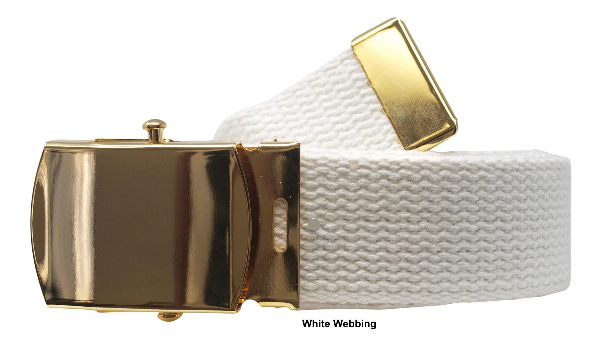 Military Style Web Belt, 1-1/4" Wide 54" Long, With Brass Buckle ...