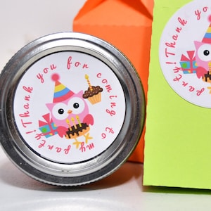 60 Cute Owl Party Favor Stickers, Owl Thank You Party Favor Stickers ...