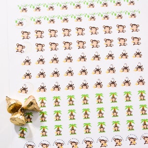 324 Monkey Candy Stickers, Monkey Safari Party, Monkey Stickers, Safari ...