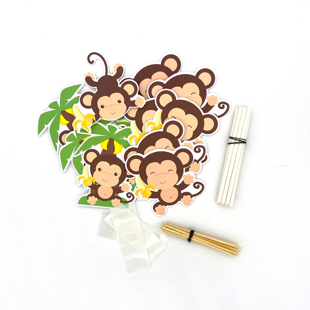 Monkey Cake Toppers DIY Baby Shower Cutouts Monkey Cupcake - Etsy
