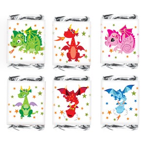Dragon Labels Wrappers for Hershey® Mini Candy Bar Baby Shower Birthday ...