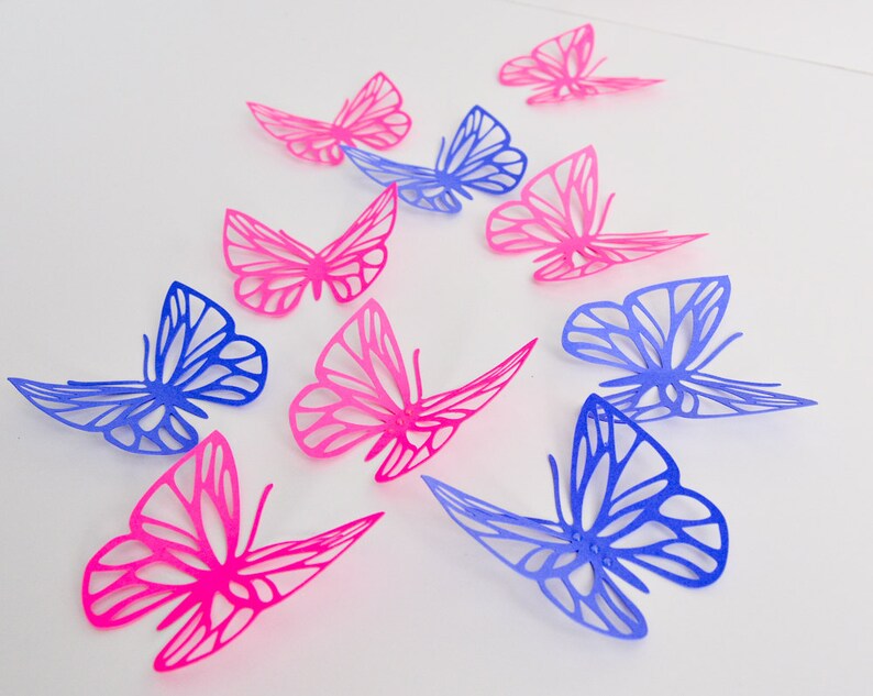 Fuchsia Violet Butterflies Wall Art Large Paper Butterflies - Etsy