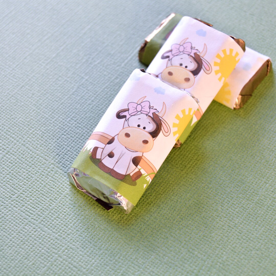 54 Cow Hershey's Mini Wrappers, Cow Candy Stickers, Cow Gift Favors for ...