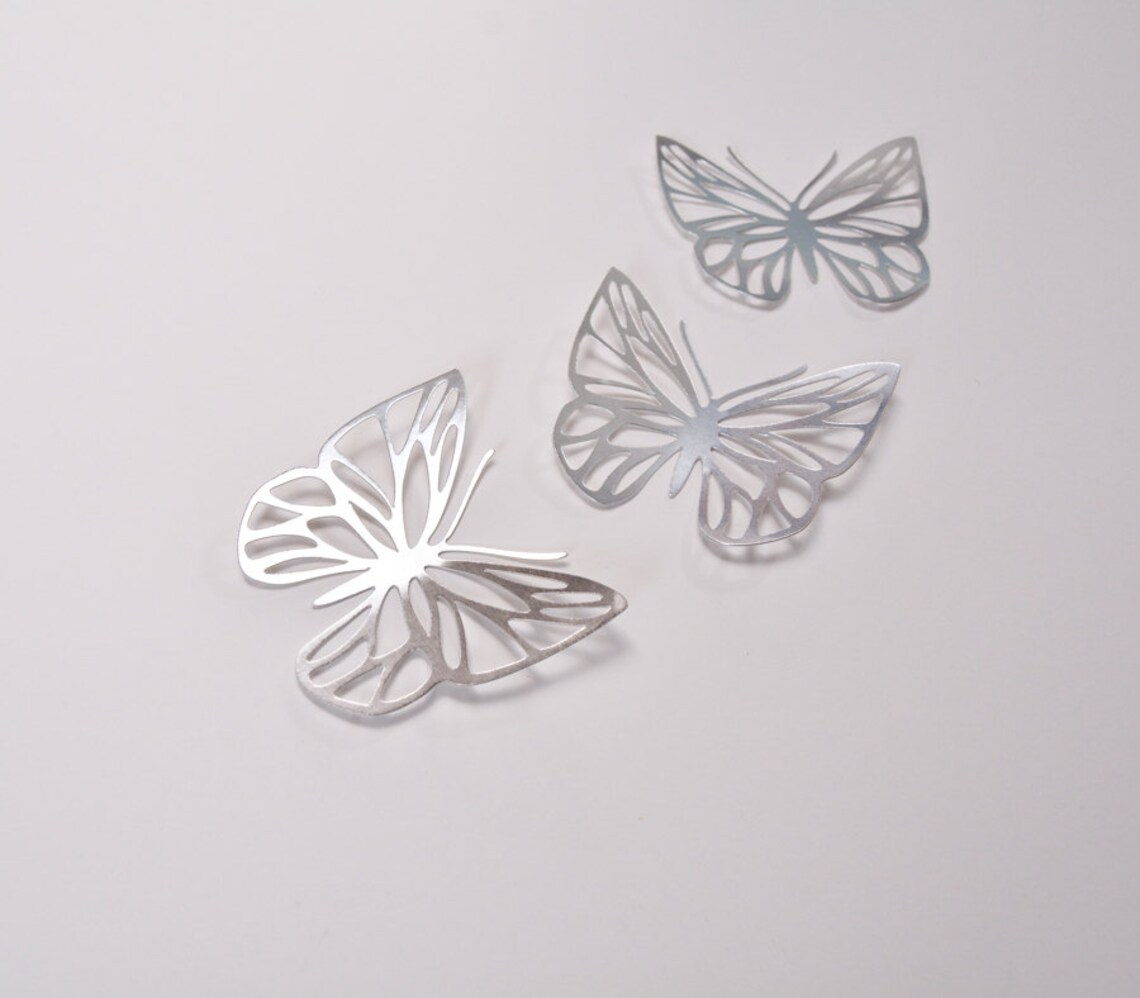 14 Silver Paper Butterflies Silver Foil Butterfly Wall | Etsy