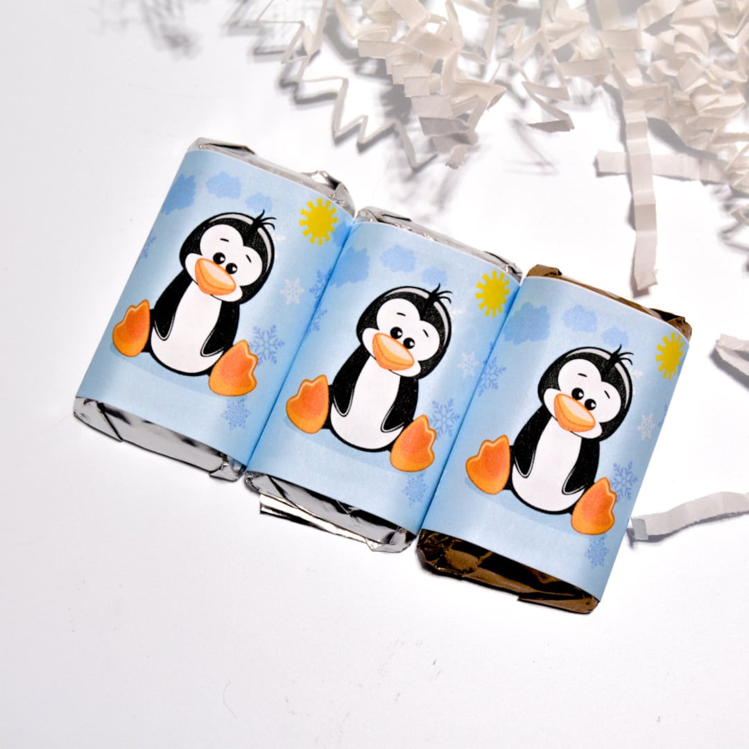 Christmas Penguins Candy 54 Stickers Wrappers Gift Party Favors for ...