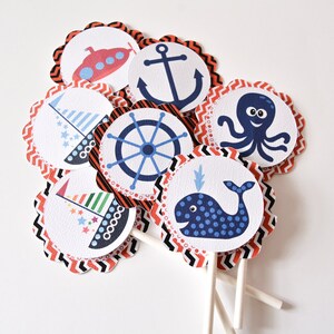 Nautical Baby Shower Cake Toppers, Nautical Cupcake Toppers, Nautical ...