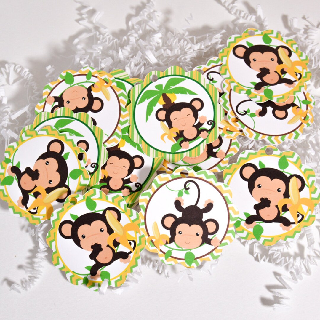 Monkey Party Favor Tags 1st Birthday Baby Shower Party Decoration - Etsy
