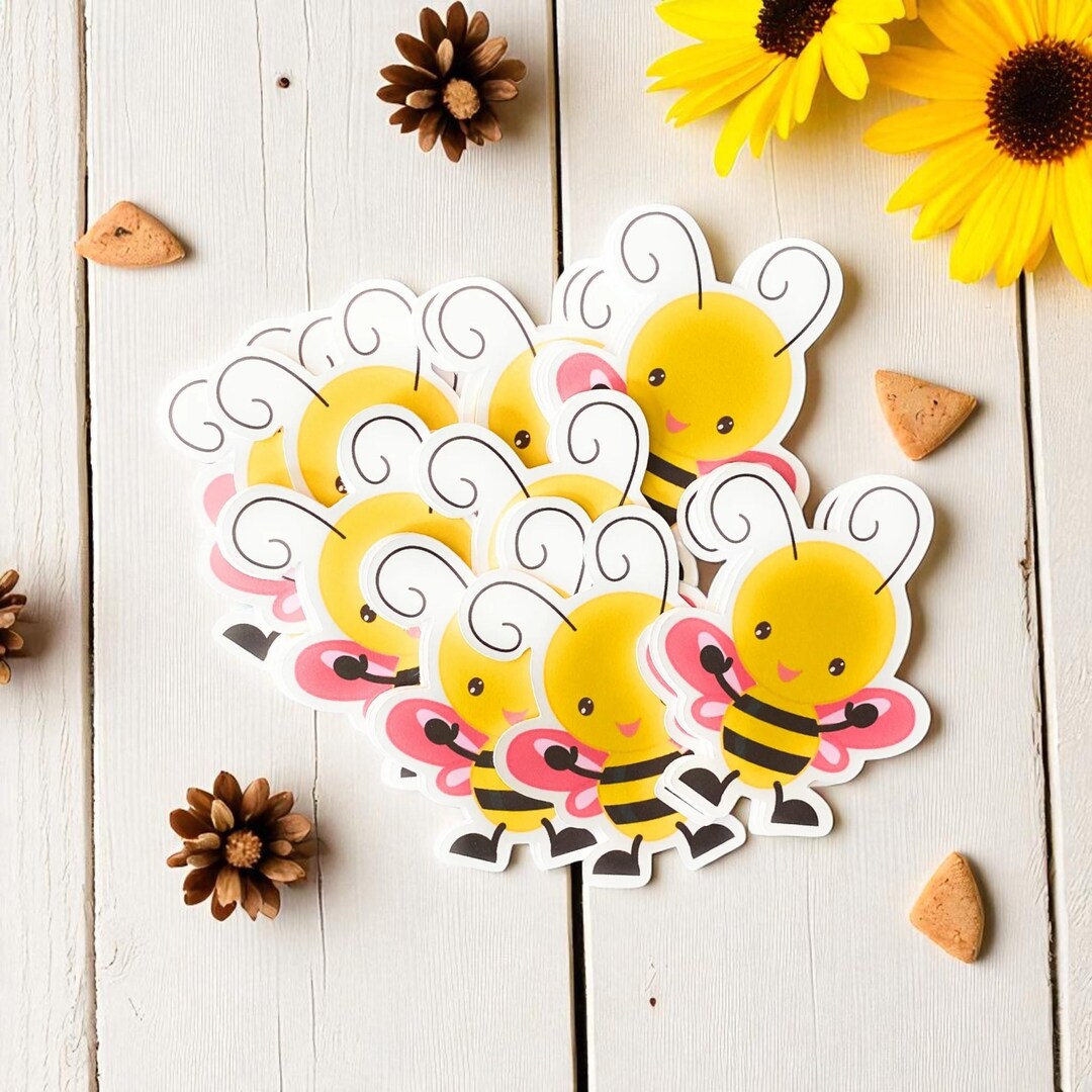 Girl Bee Cutouts With Pink Wings: Baby Shower Decorations (set of 24 ...