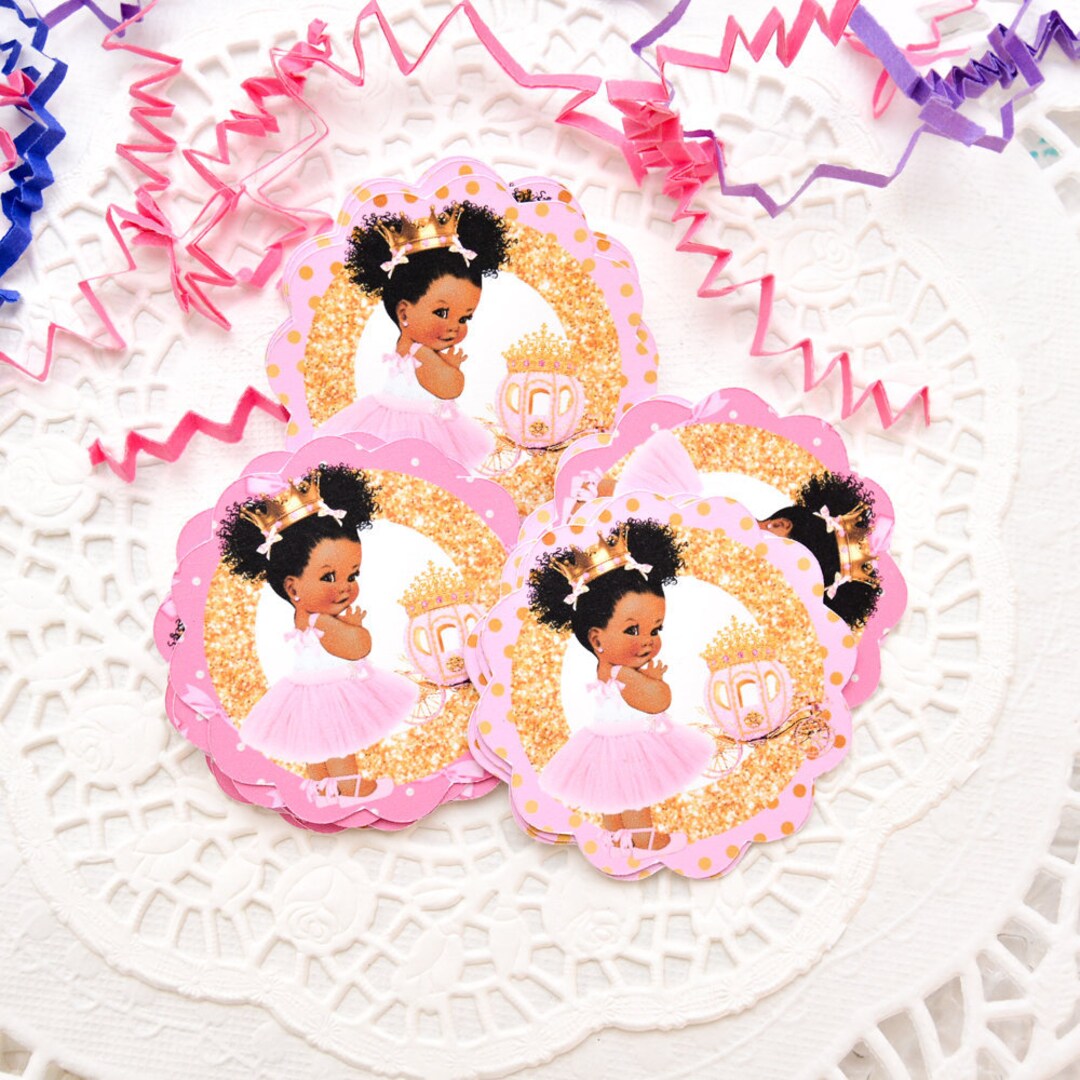 Princess Favor Tags, Pink Royal Princess Tags, African American ...
