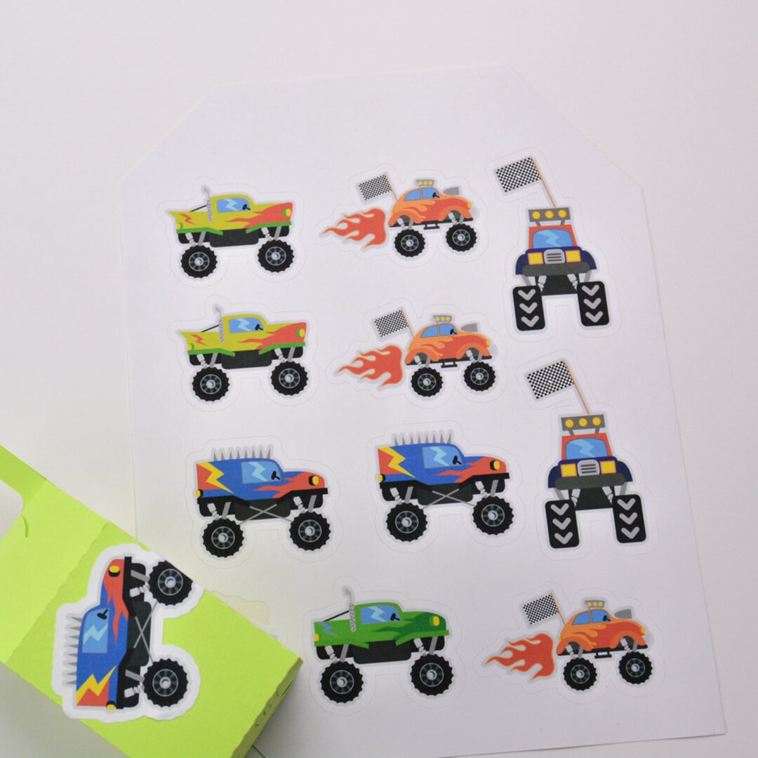 Monster Truck Stickers: Birthday Party Decorations, Planner Stickers - Etsy