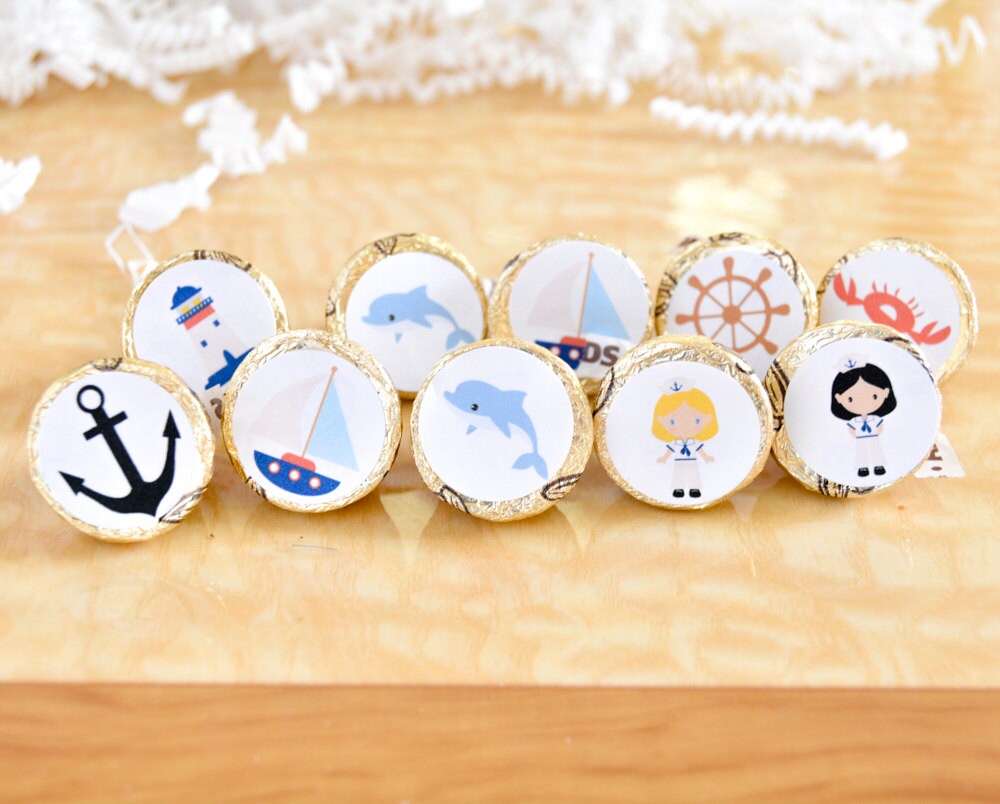 324 Nautical Candy Stickers Labels for Hershey® Kisses, Nautical Girl ...