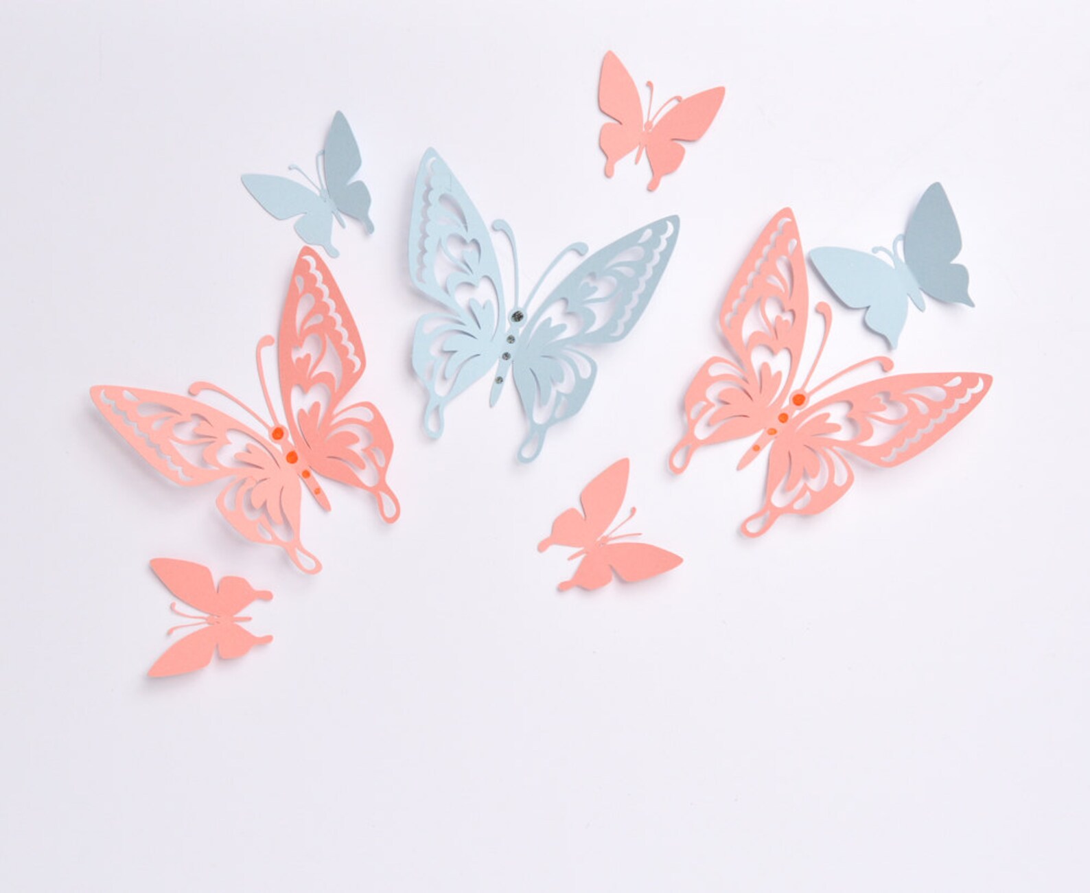 Salmon Blue Butterflies Paper Butterflies Wall Paper | Etsy