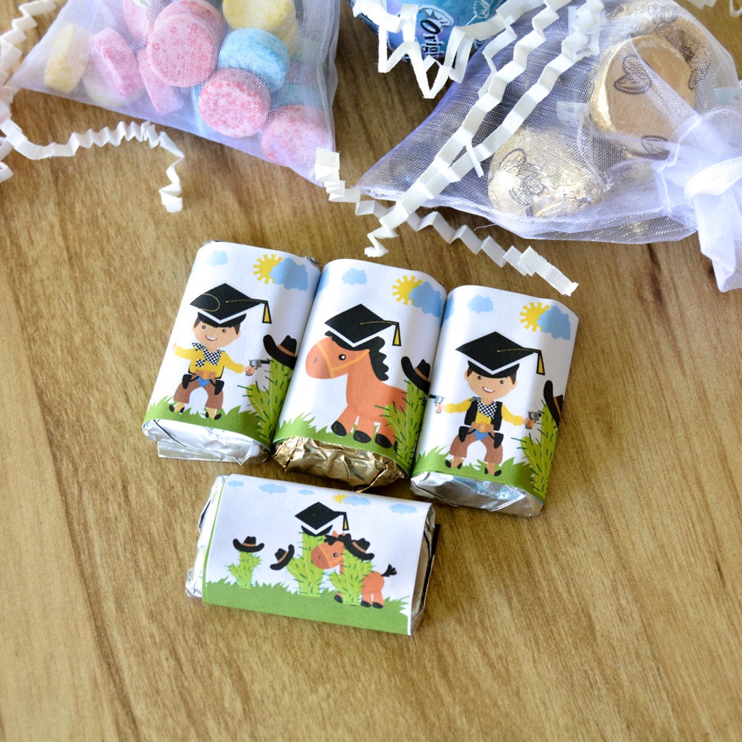 54 Cowboy Mini Candy Wrappers, Cowboy Graduation Hershey's Mini ...