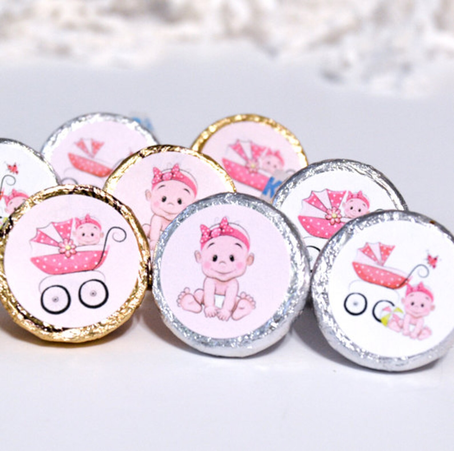 Pink Girl Party Favor Stickers Girl Stickers Hershey® Kisses | Etsy