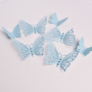 Blue Wall Art Butterflies - 3D Paper Wall Butterflies - Butterfly Room ...