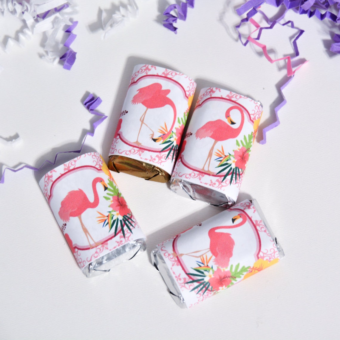 54 Flamingo Hershey Mini Bar Stickers Flamingo Party Favor - Etsy