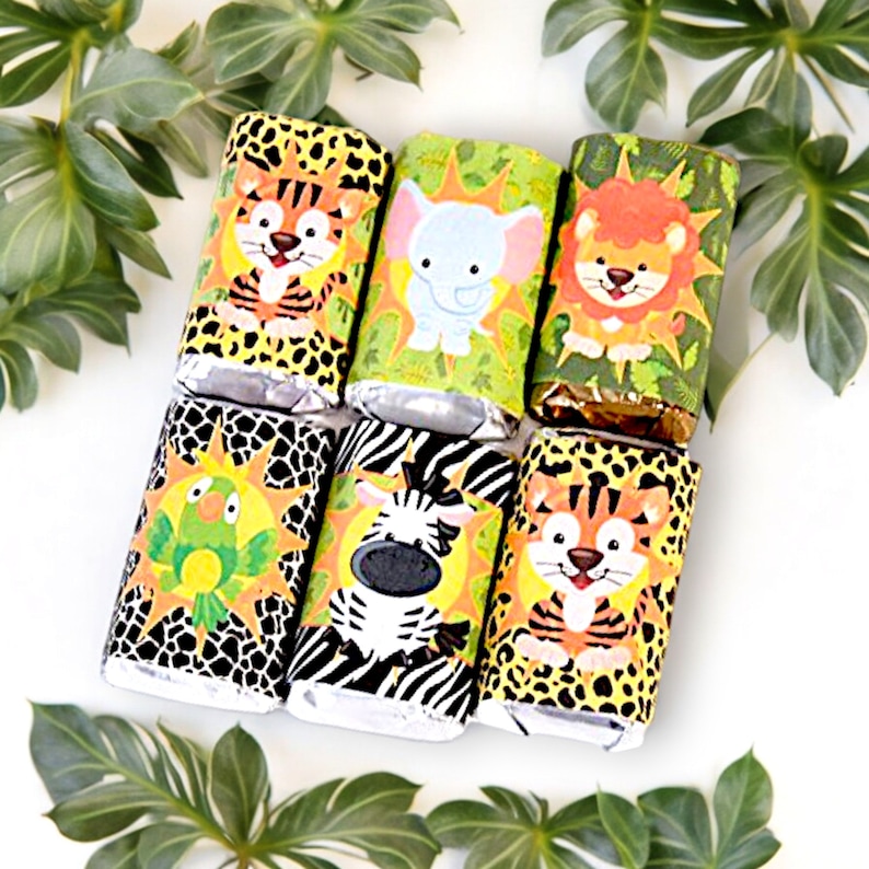 54 Safari Candy Bar Labels, Jungle Party Favors Baby Shower Birthday ...