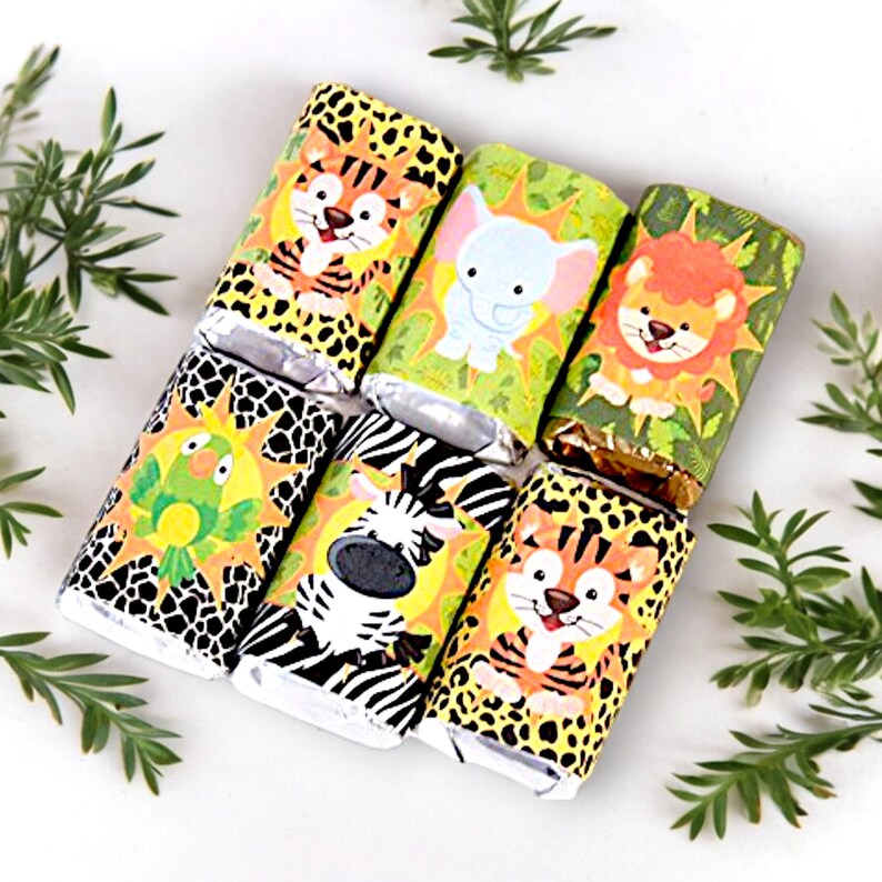 54 Safari Candy Bar Labels, Jungle Party Favors Baby Shower Birthday ...