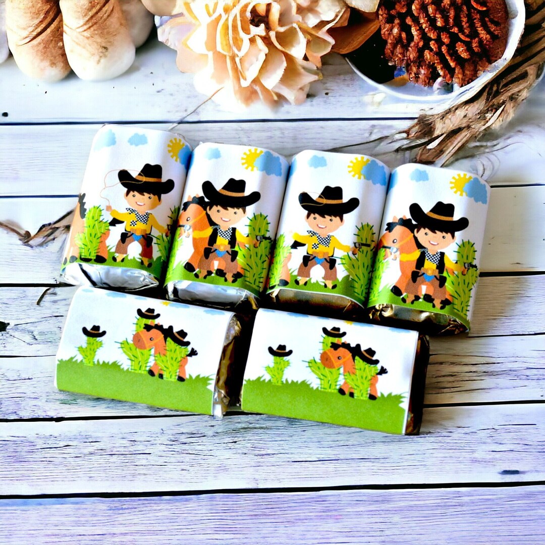 Cowboy Candy Wrappers: Western Party Favors - 54 Mini Labels - Etsy