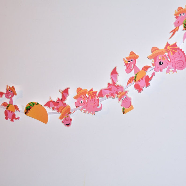 Taco Dragon Garland Taco Dragon Birthday Decorations Dragon - Etsy
