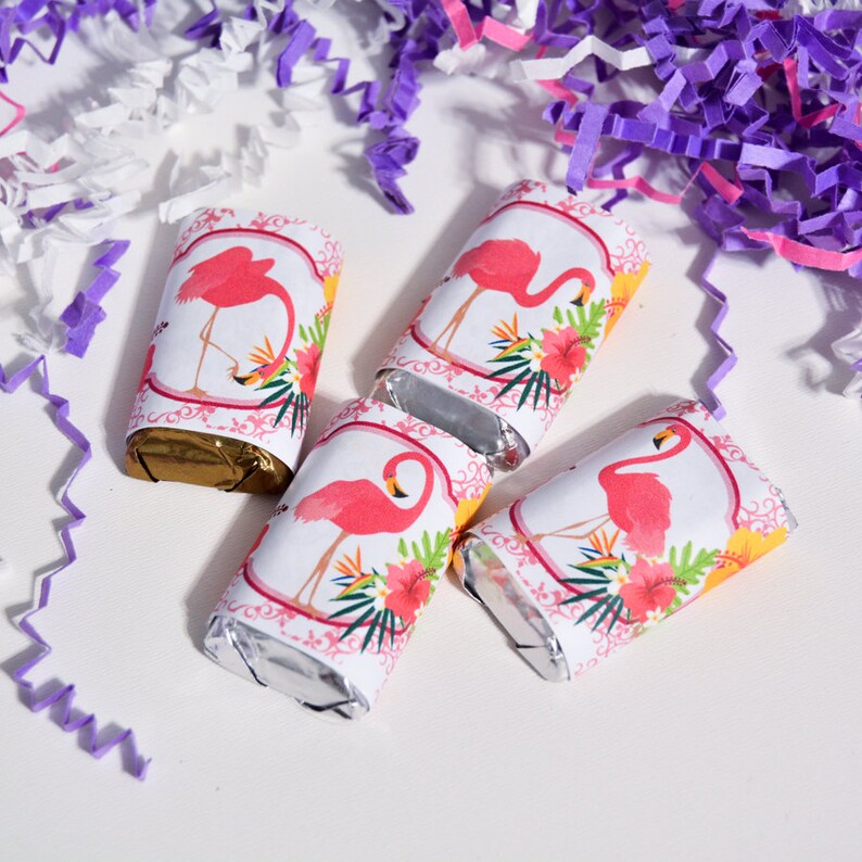 54 Flamingo Hershey Mini Bar Stickers Flamingo Party Favor - Etsy