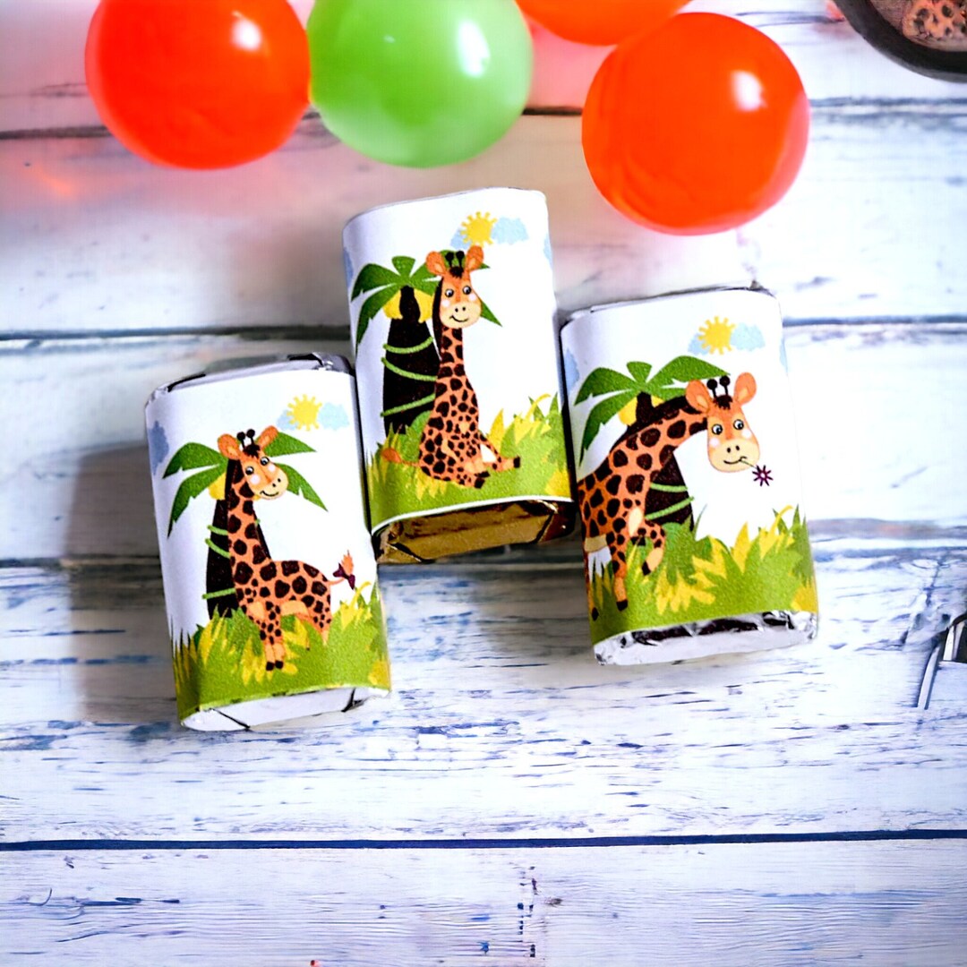 54 Giraffe Party Favor Labels: Safari Birthday Candy Stickers - Etsy