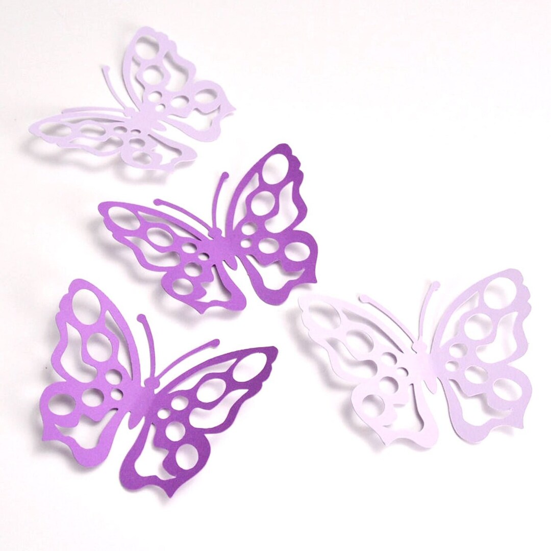 Purple Butterfly Birthday Party Decoration Wall Art Decor Decals Girls ...