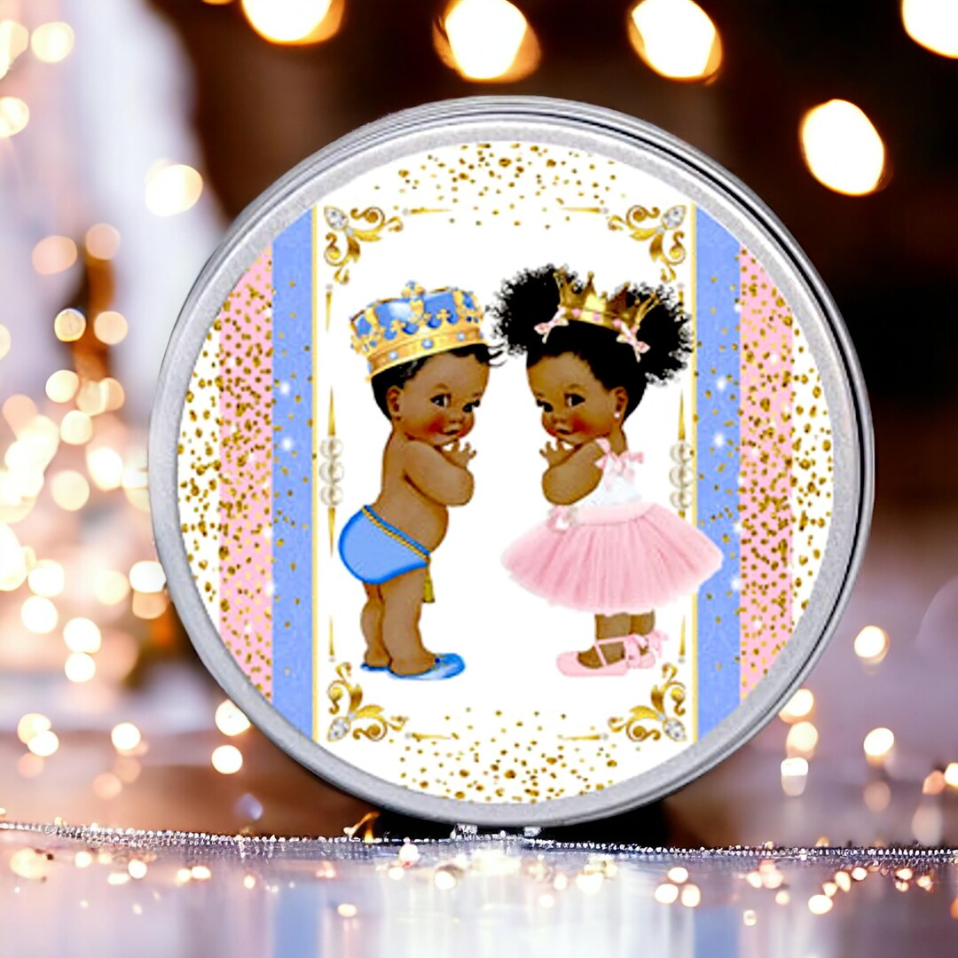 Twins Baby Shower Labels Prince Princess Party Favor, Twin Royal ...