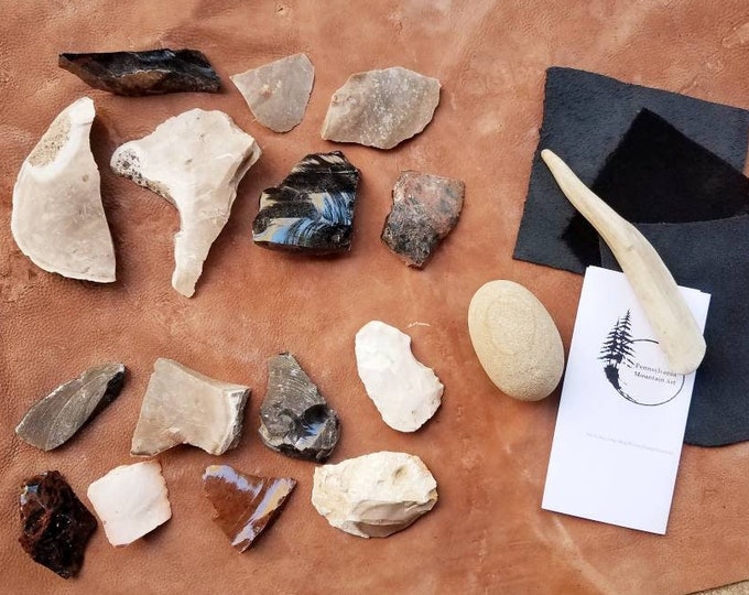 ABO Flint Knapping Starter Kit, Leather, Flint, Arrowhead Making, Craft ...