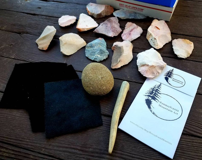Abo Flint Knapping Starter Kit Leather Flint Arrowhead Etsy