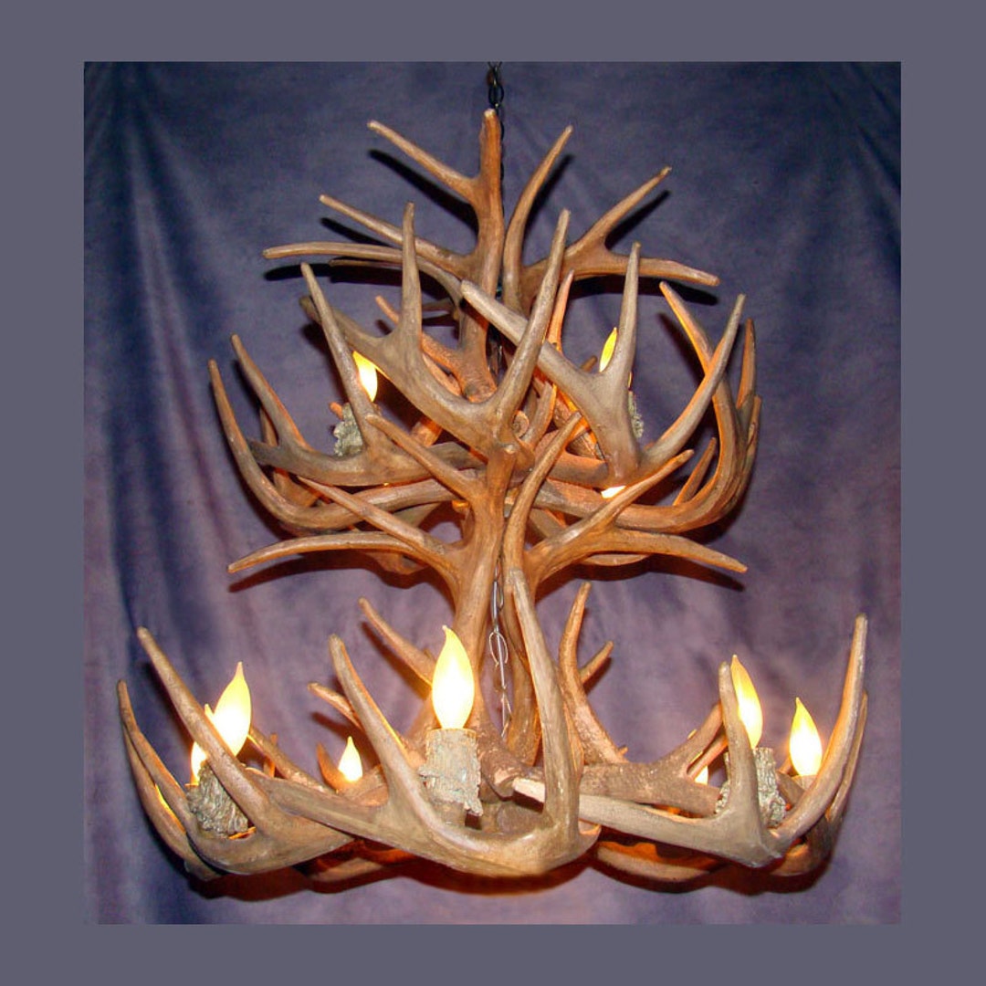 RS-19 Reproduction Antler Whitetail Deer Double-tier Chandelier Light ...
