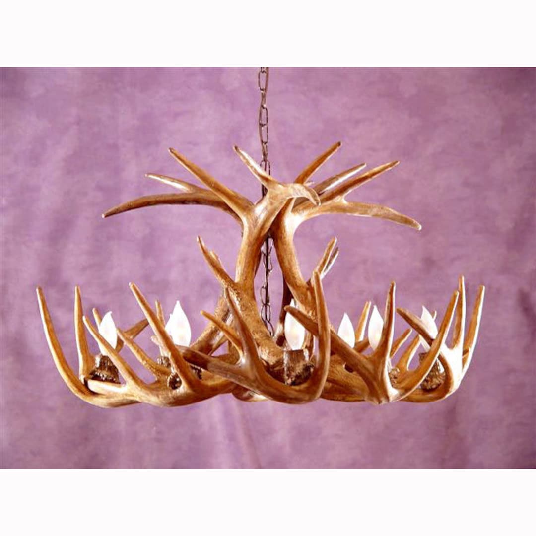 RS-4 Reproduction Antler Whitetail Deer Oval Chandelier Light , Rustic ...