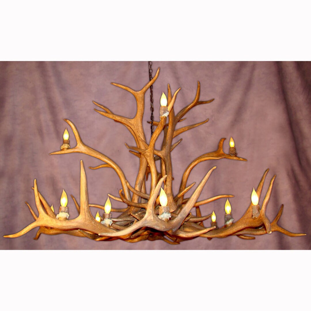 RL-15 Reproduction Antler Elk Inverted Chandelier Light, Rustic, Deer ...